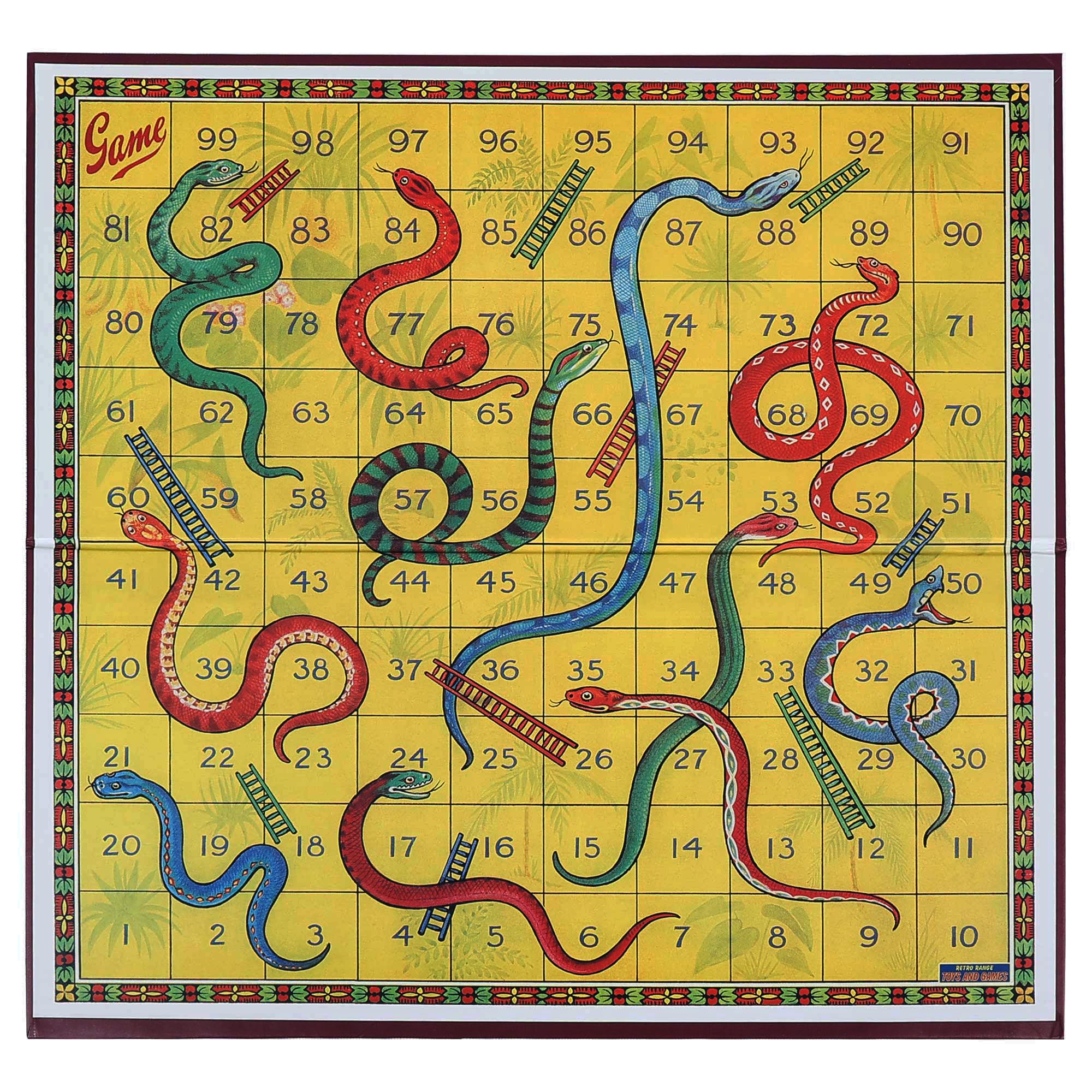 Classic Snakes and Ladders Board Game for Kids & Adults – Foldable ...