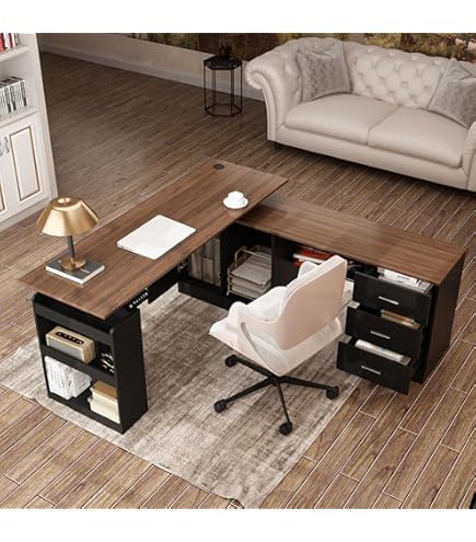 L Shaped Standing Desk EUREKA ERGONOMIC Electric Standing Desk With Dual Drawers,63 Inches ...