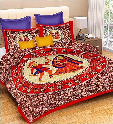 Bedsheet Fashion Hub Gujarati Printed Printed Cotton Double Bed Size ...