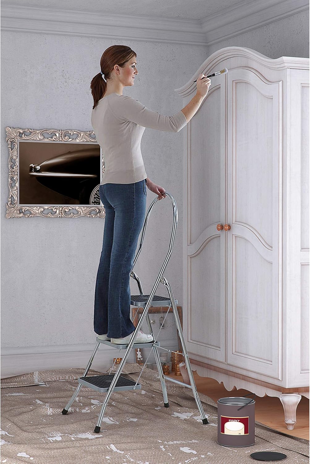 Abru Chrome 3 Step Stepstool, Heavy Duty 150Kg Load Capacity, EN14183 ...