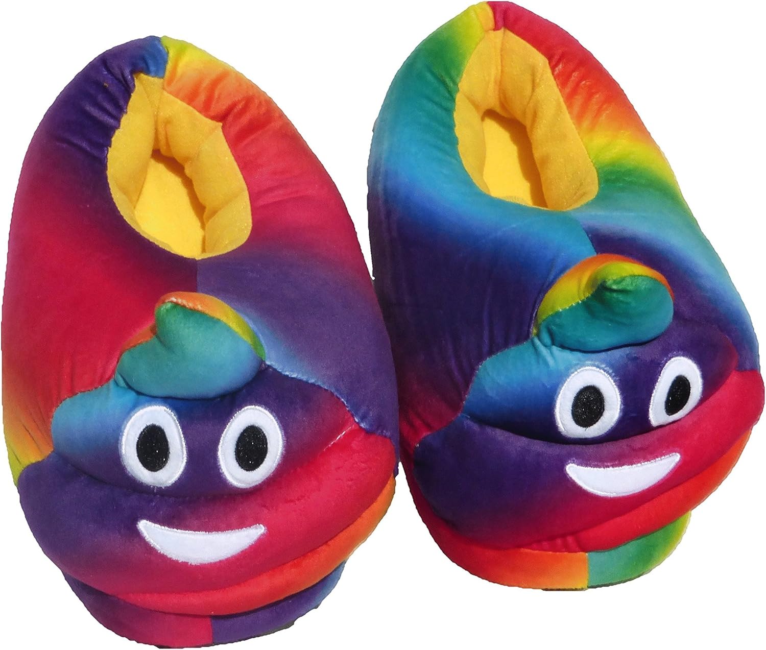 Amazon.com | Emoji Mania Emoji Slippers Cute and Smiling Plush Rainbow ...