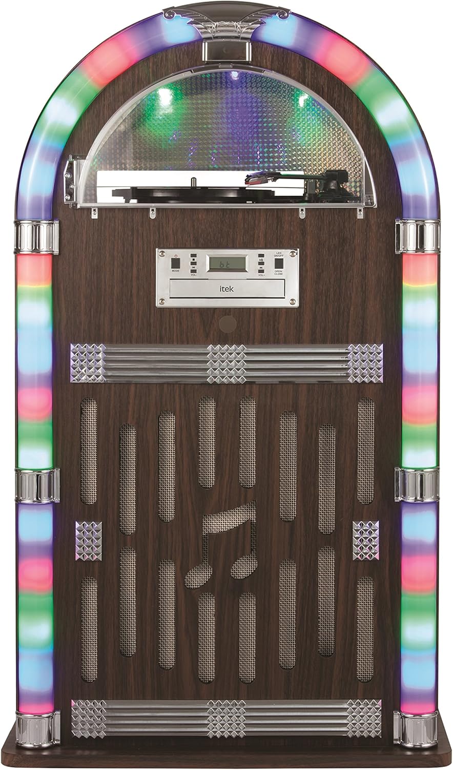 iTek Floorstanding Jukebox with Record Player, Bluetooth Connectivity ...