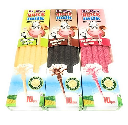 Dr Moo Magic Milk Magic Sipper Straws. Strawberry Flavour 3 x Packs (30 ...