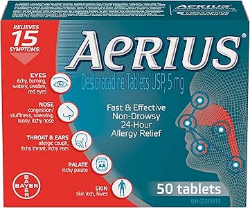 Aerius Allergy Medicine, Fast Relief, 24-Hour, Non-Drowsy, 15 Symptoms ...