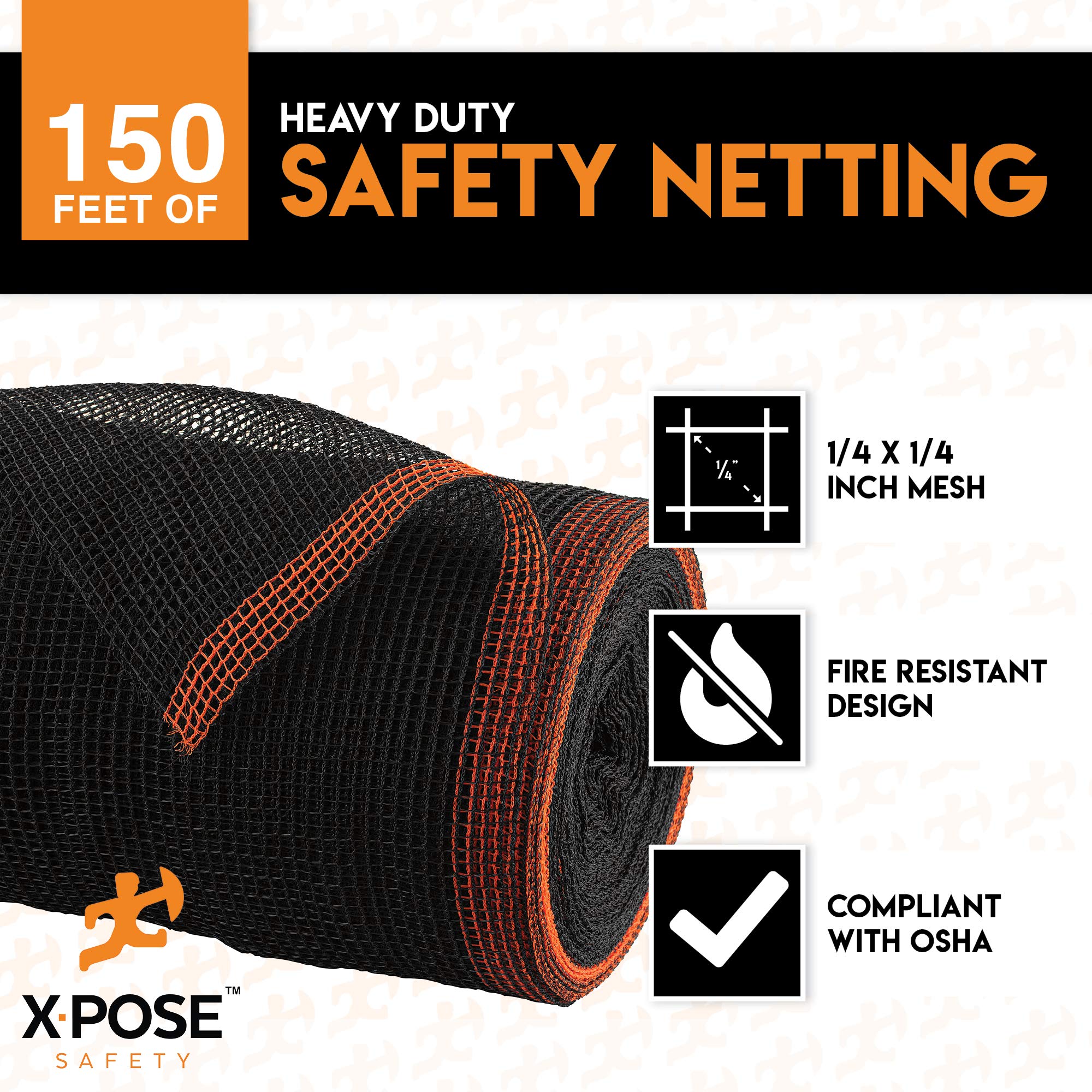 Construction Safety Debris Netting - 150 Ft Temporary Material Roll, 1/ ...