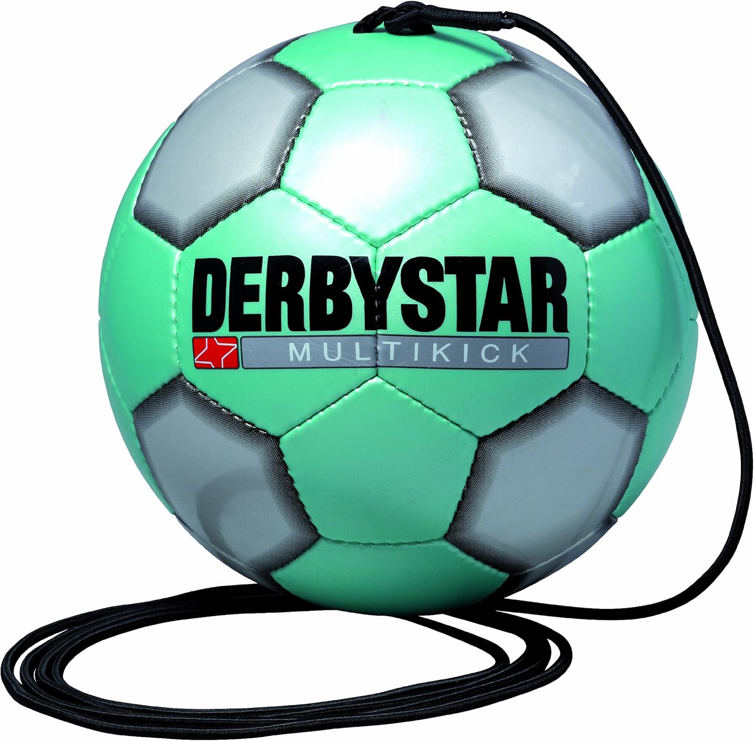 DERBYSTAR MultiKick Mini palla con elastico, colore: Verde/Argento/Nero ...