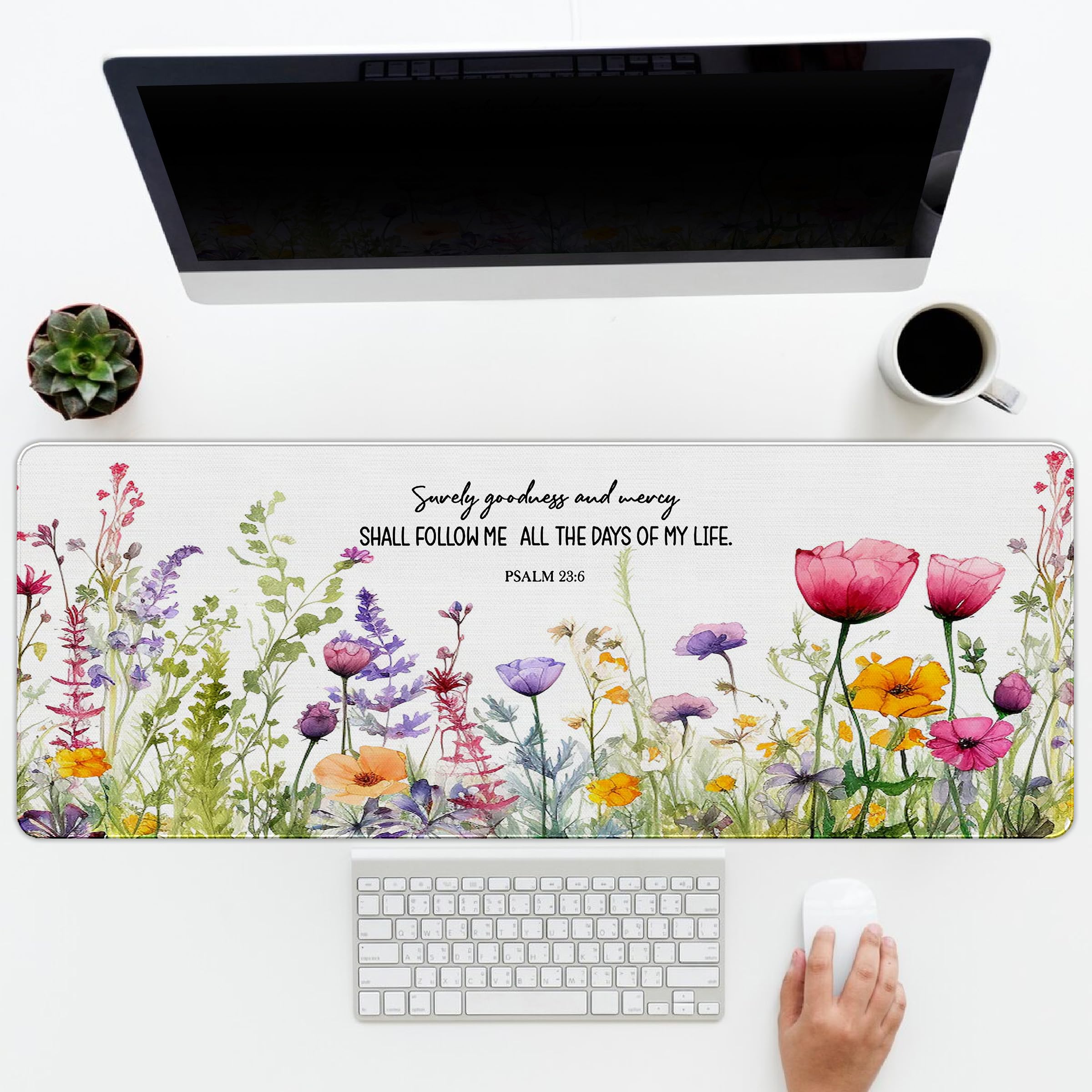 Large Flower Christian Mouse Pad, White Floral Desk Mat Christian ...