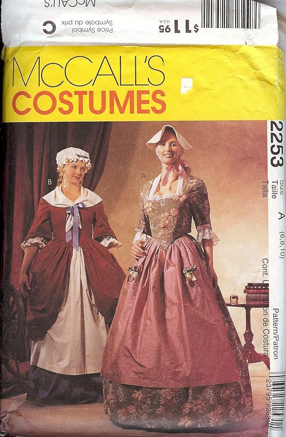 Amazon.com: McCalls 2253 Costume Pattern Colonial Gowns: Arts, Crafts ...