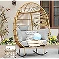 Amazon.com : YITAHOME Outdoor Rocking Egg Chair, Wicker Rocking Basket ...