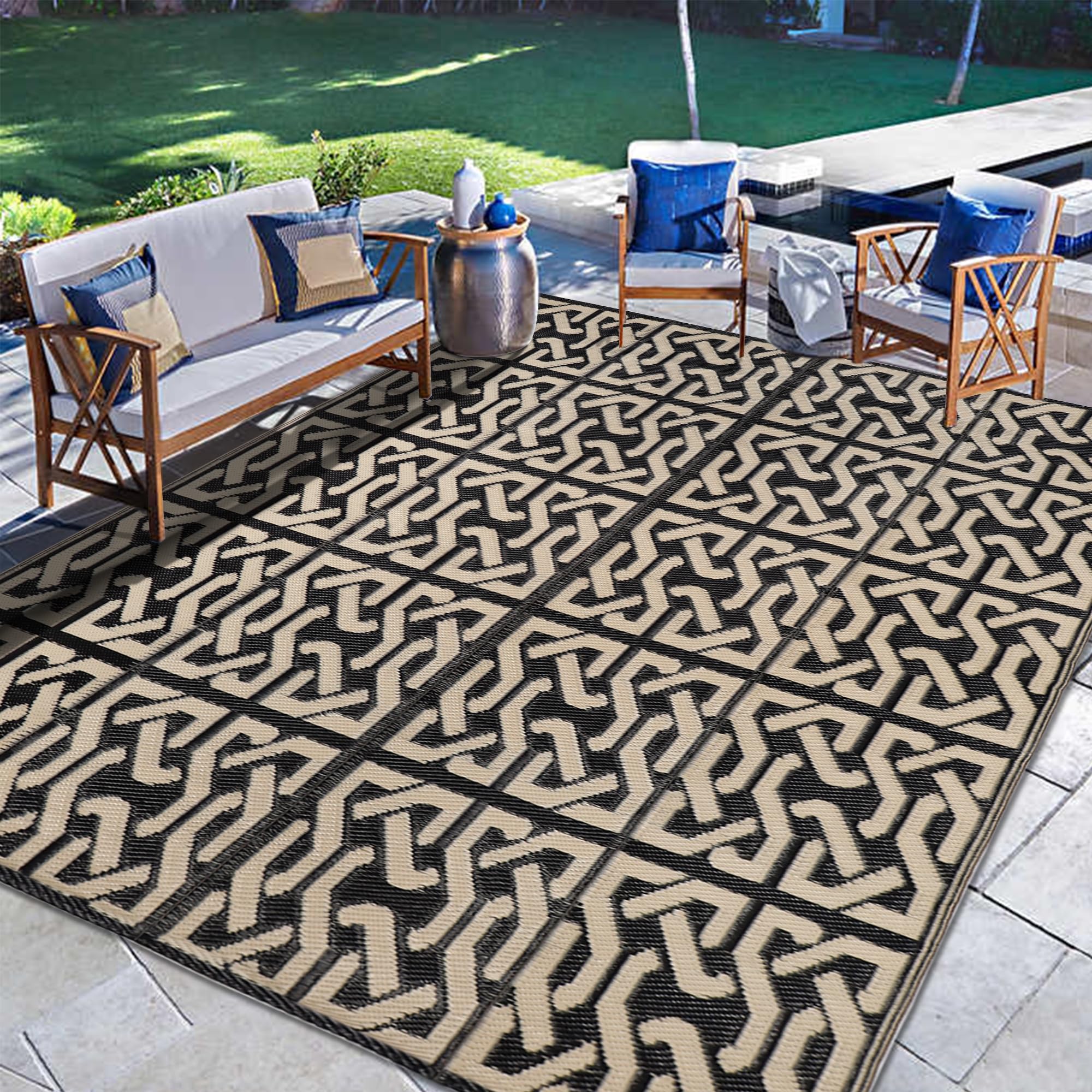 SAND MINE Reversible Mats, Plastic Straw Rug, Modern Area Rug, Large ...