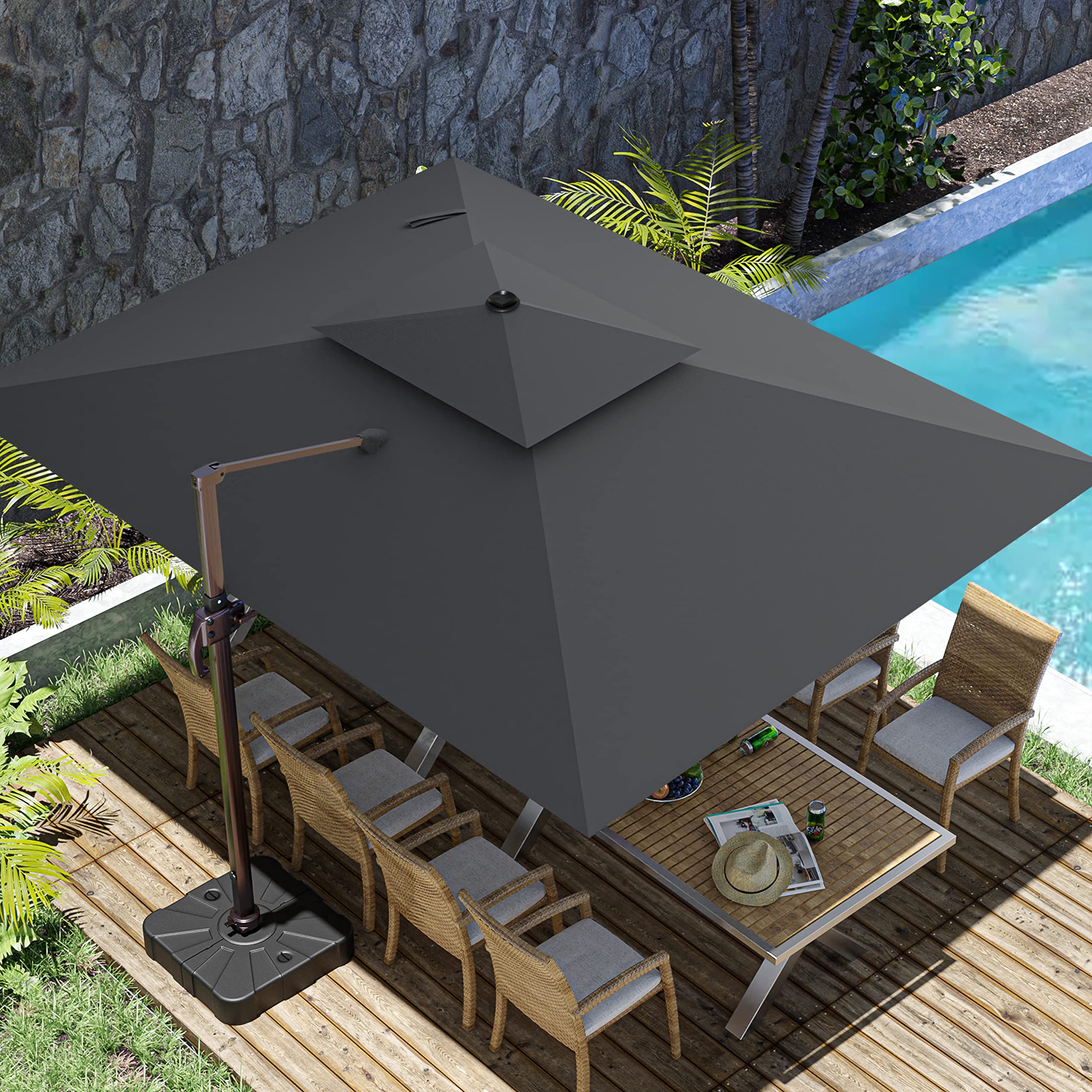 ZLACUIU 10x13FT Cantilever Outdoor Patio Umbrellas, Double Top Large ...