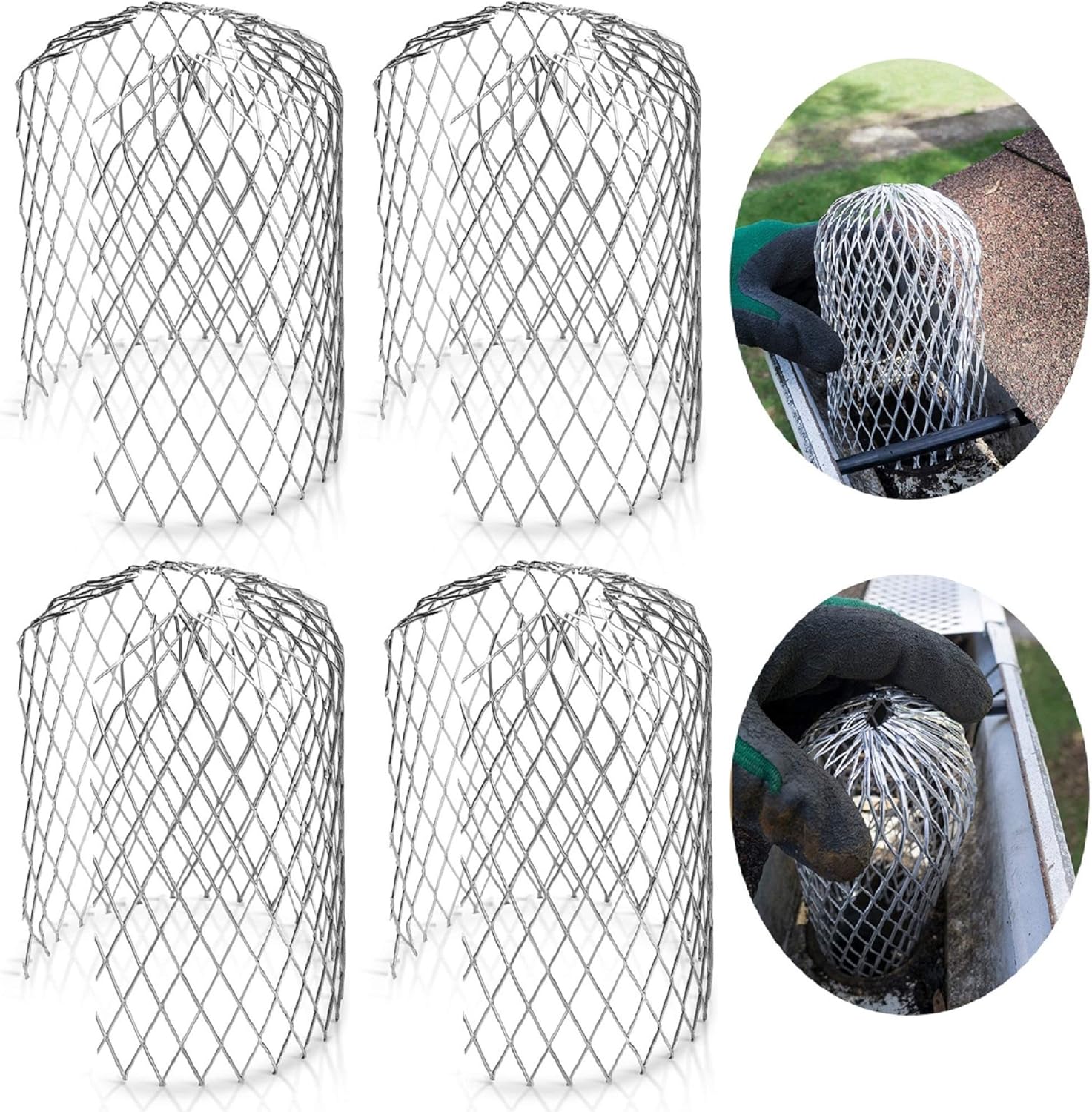 Gutter Guard Strainer 3 Inch Mesh Gutter Downspout Guard for Leaf and ...