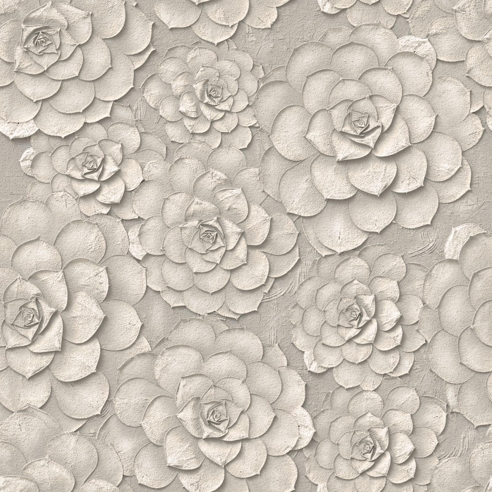 MAGAFA 3D Gray Succulents Rose Peel and Stick Wallpaper Self Adhesive ...
