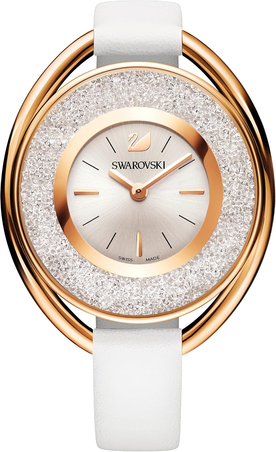 Swarovski Crystalline Oval White Tone Watch: Amazon.co.uk: Watches