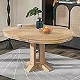 Amazon.com - Merax Round Wood Dining Table, Farmhouse Round Extendable ...