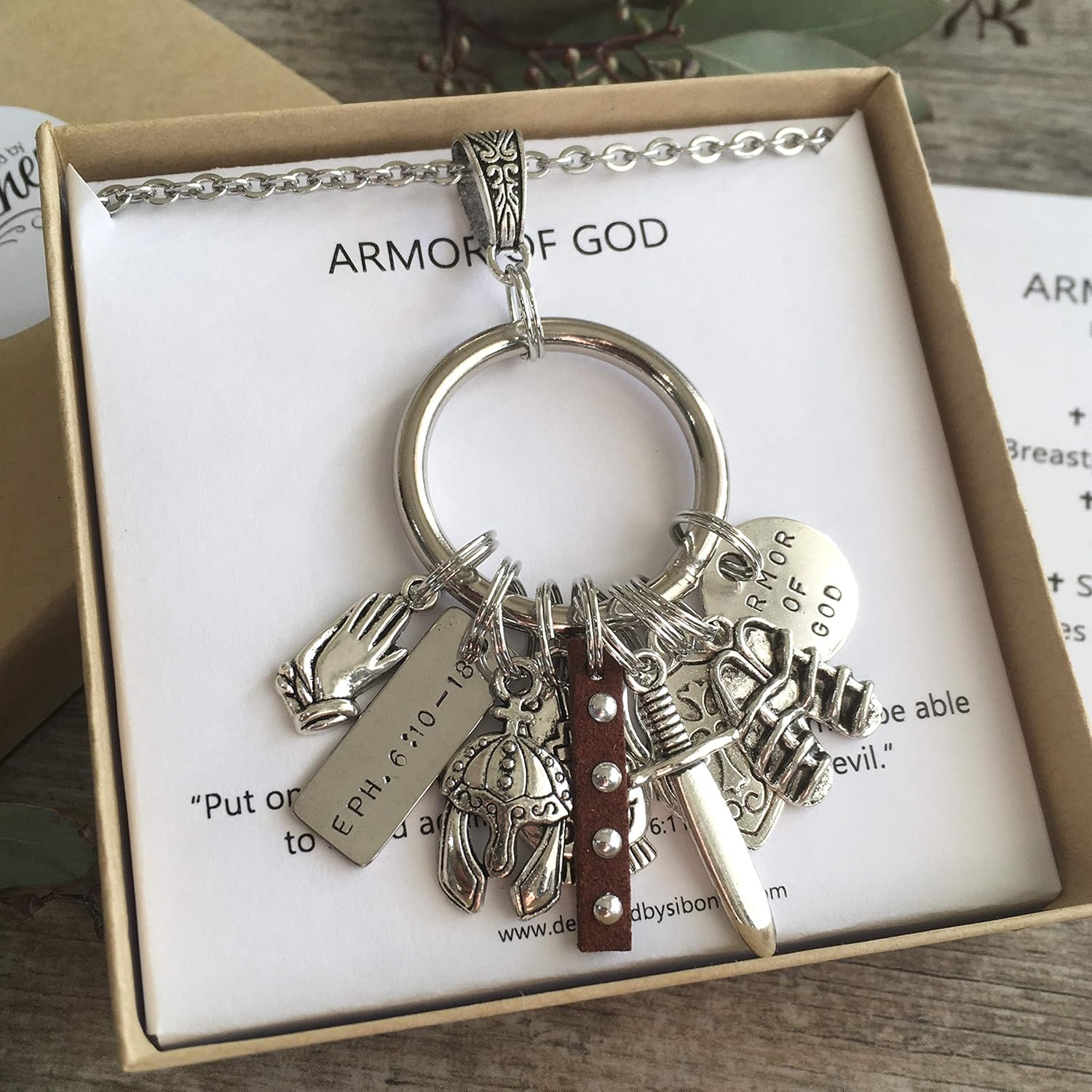 Amazon.com: Armor of God Necklace Christian Faith Gift Card Box Jewelry ...