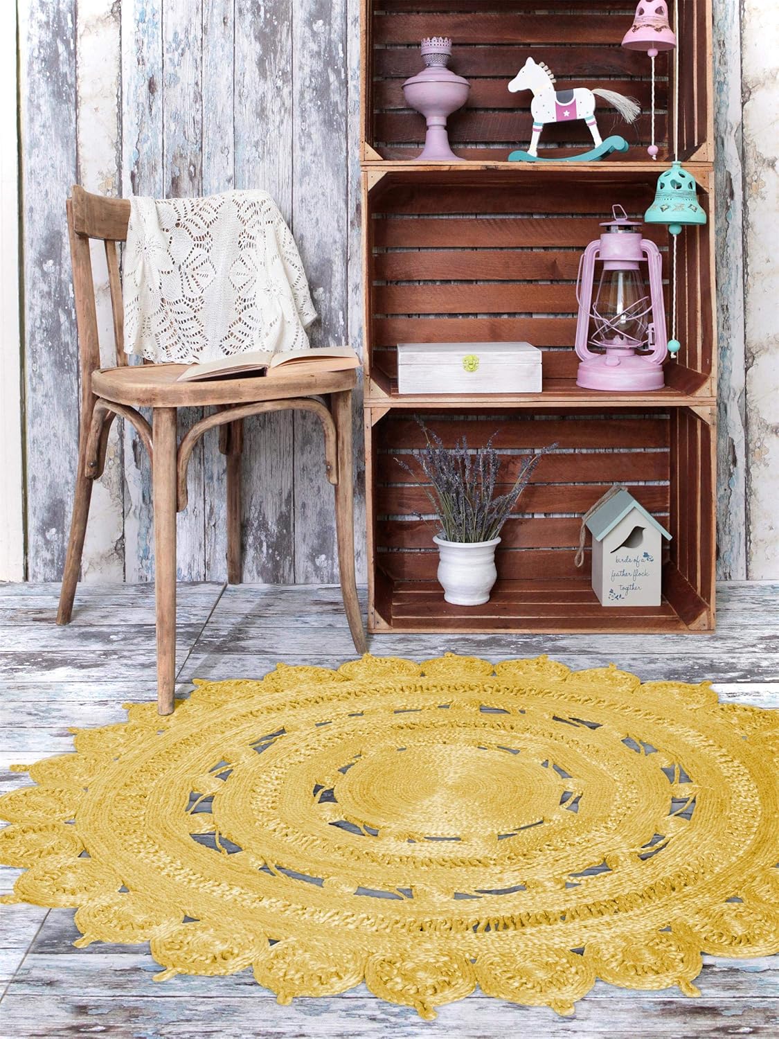 benuta Flachgewebe Teppich Samsara rund Gelb ø 150 cm rund ...