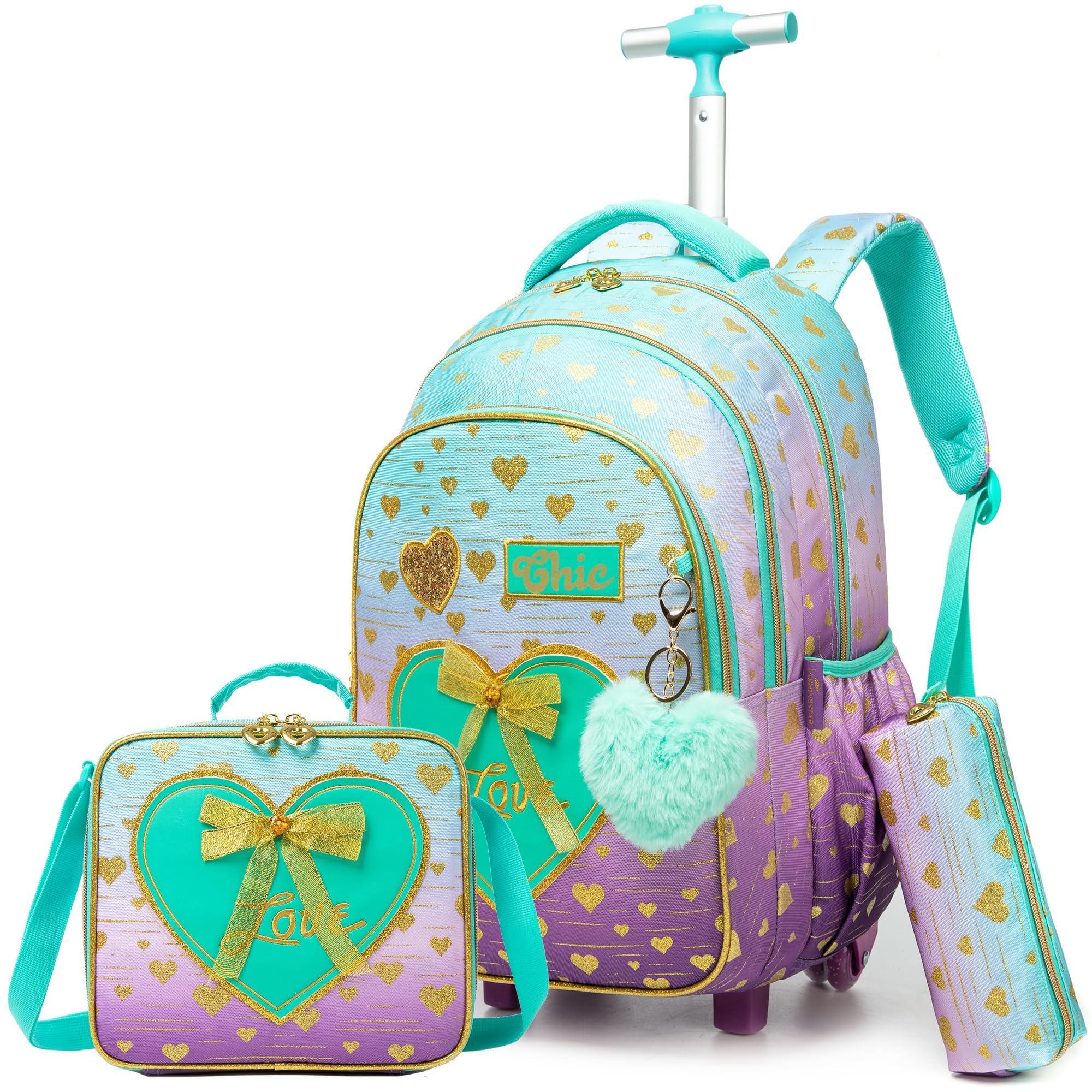 ZBAOGTW Rolling Backpack for Girls Kids Backpack with Wheels for Travel ...