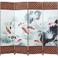 Amazon.com: MyGift 4-Panel Woven Wood Room Divider Wall Partition ...