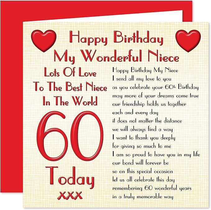 My Niece 60th Happy Birthday Card Lots Of Love To The Best Niece In My Niece 60th Happy Birthday Card Lots Of Love To The Best Niece In