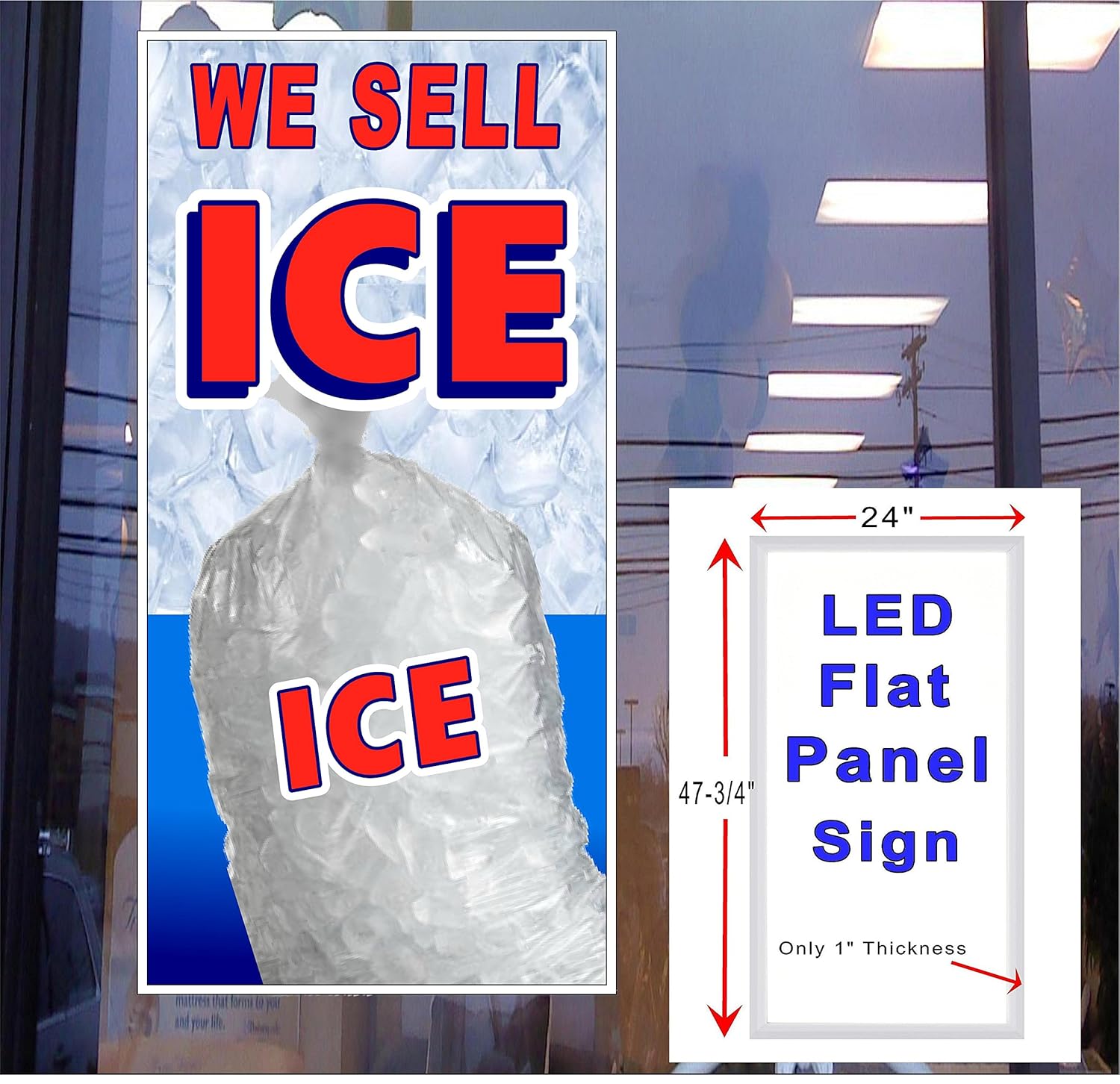 Amazon.com: LED 48"x24" Light box sign We Sell ICE window sign ...