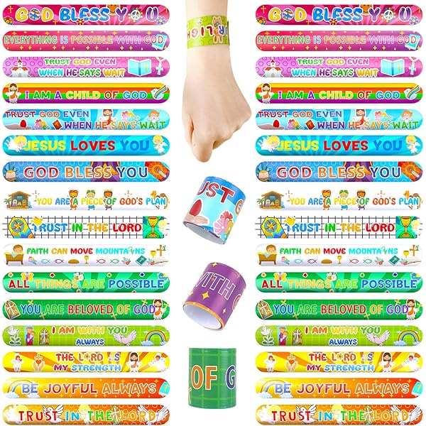 10 Inch Front Rise Jesus Loves Me Slap Bracelets - 12 Piece Religious ...
