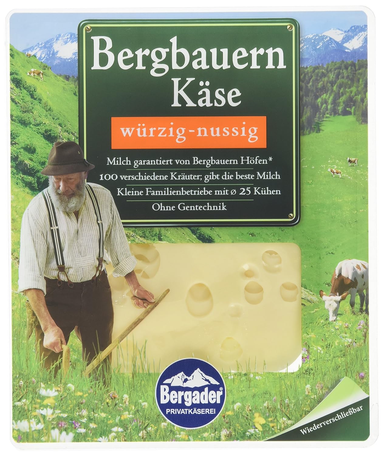 Bergader Bergbauernschnittkäse Würzig-Nussig, 150 g: Amazon.de ...