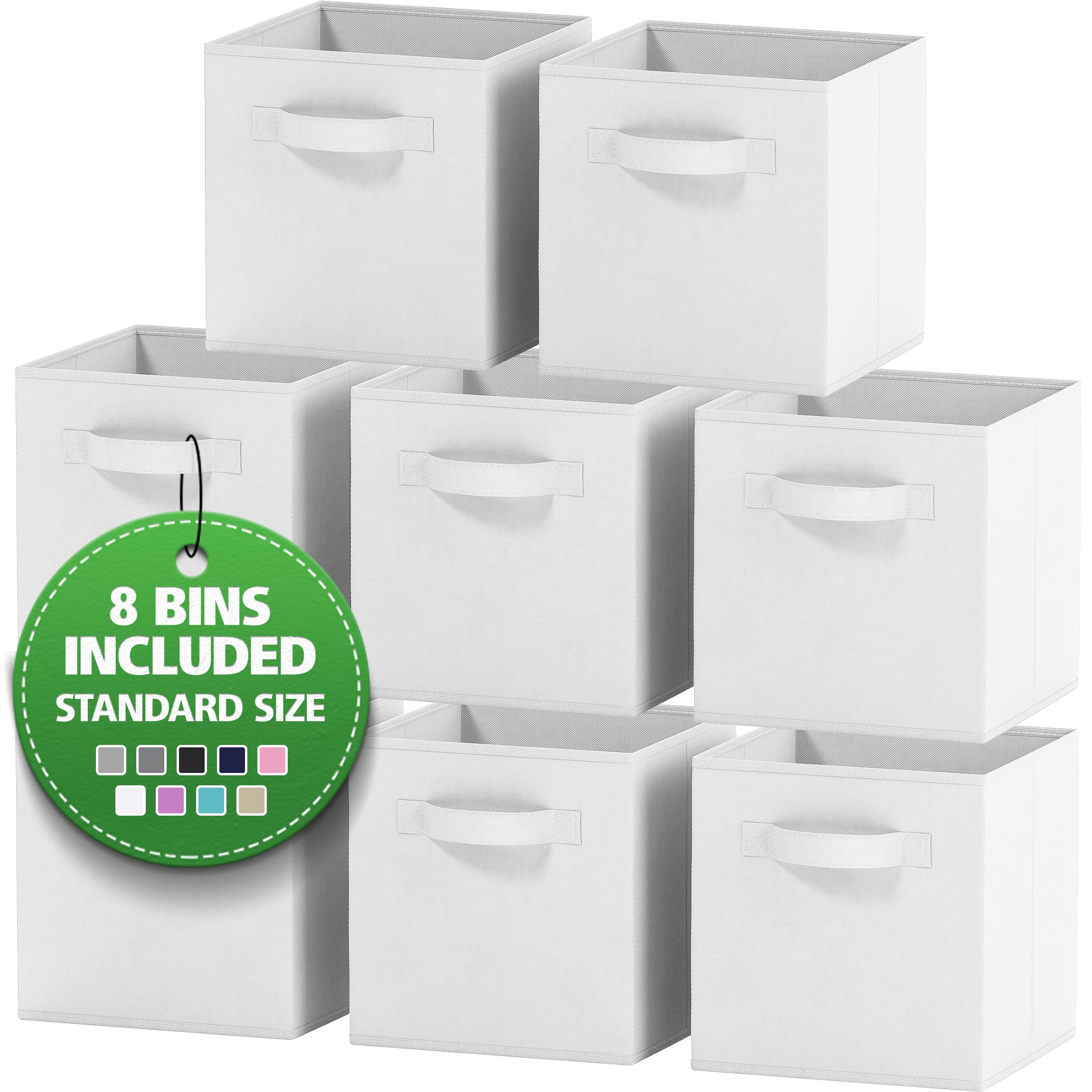 Fabric Storage Cubes for Cube Organizer - 8 Pack Heavy Duty White ...