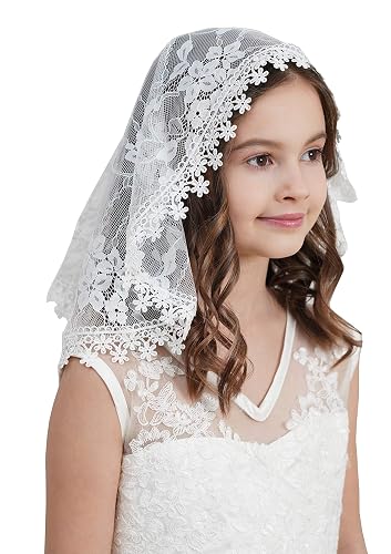 Leimandy Little Girls Veil for First Holy Communion Kids Lace Head ...