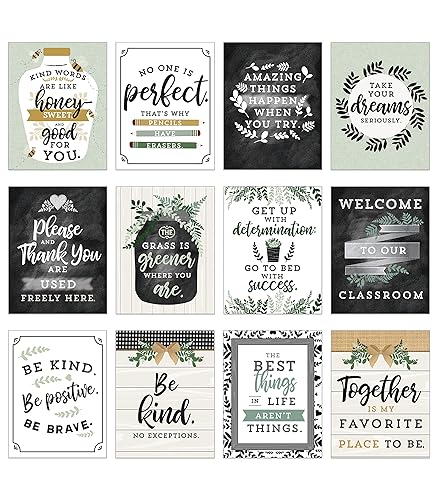 Carson Dellosa Modern Farmhouse 8.5" x 11" Motivational Poster Set, 12 ...