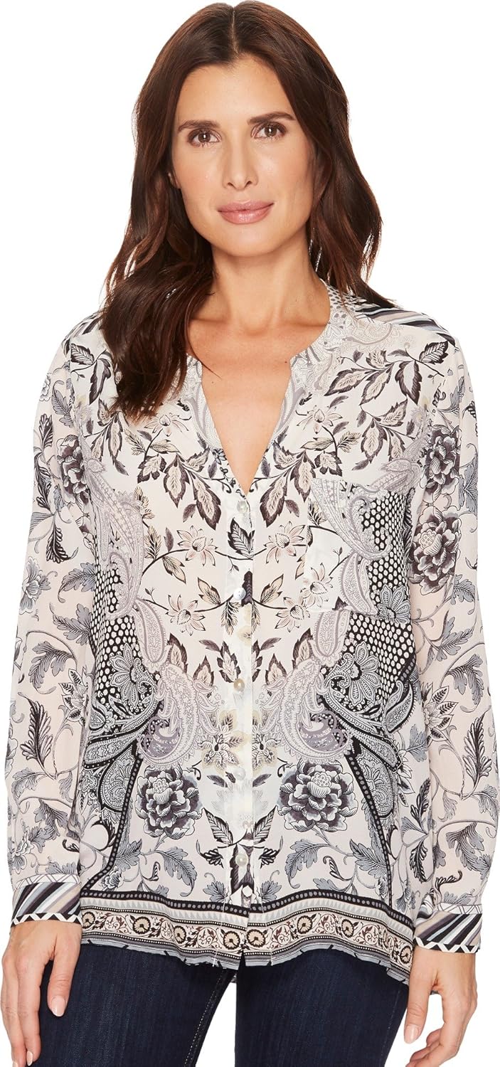 Hale Bob Simply Irresistible Long Sleeve Top Beige SM at Amazon Women’s ...