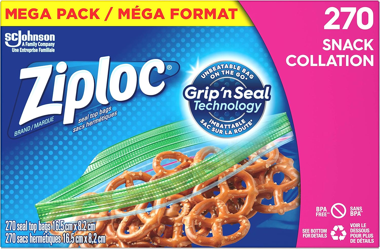 Ziploc Brand Bags, Snack, Mega Pack, 270 Count: Amazon.ca: Health ...
