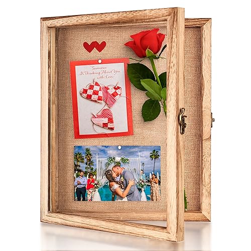Shadowbox Frame, Shadow Box Display Case with Linen Back, Comes with 8 ...