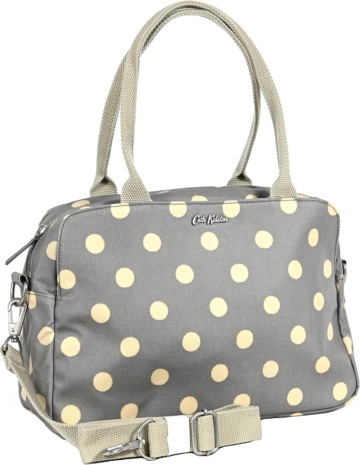 Cath Kidston samson bag matt oilcloth button spot grey – BigaMart