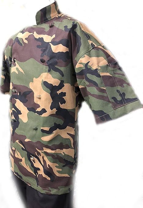 Amazon.com: CHEFSKIN Woodland Camo Camouflage Chef Jacket Coat + Beanie ...