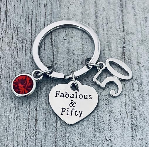 Amazon.com: Personalized 50th Birthday Keychain with Birthstone ...