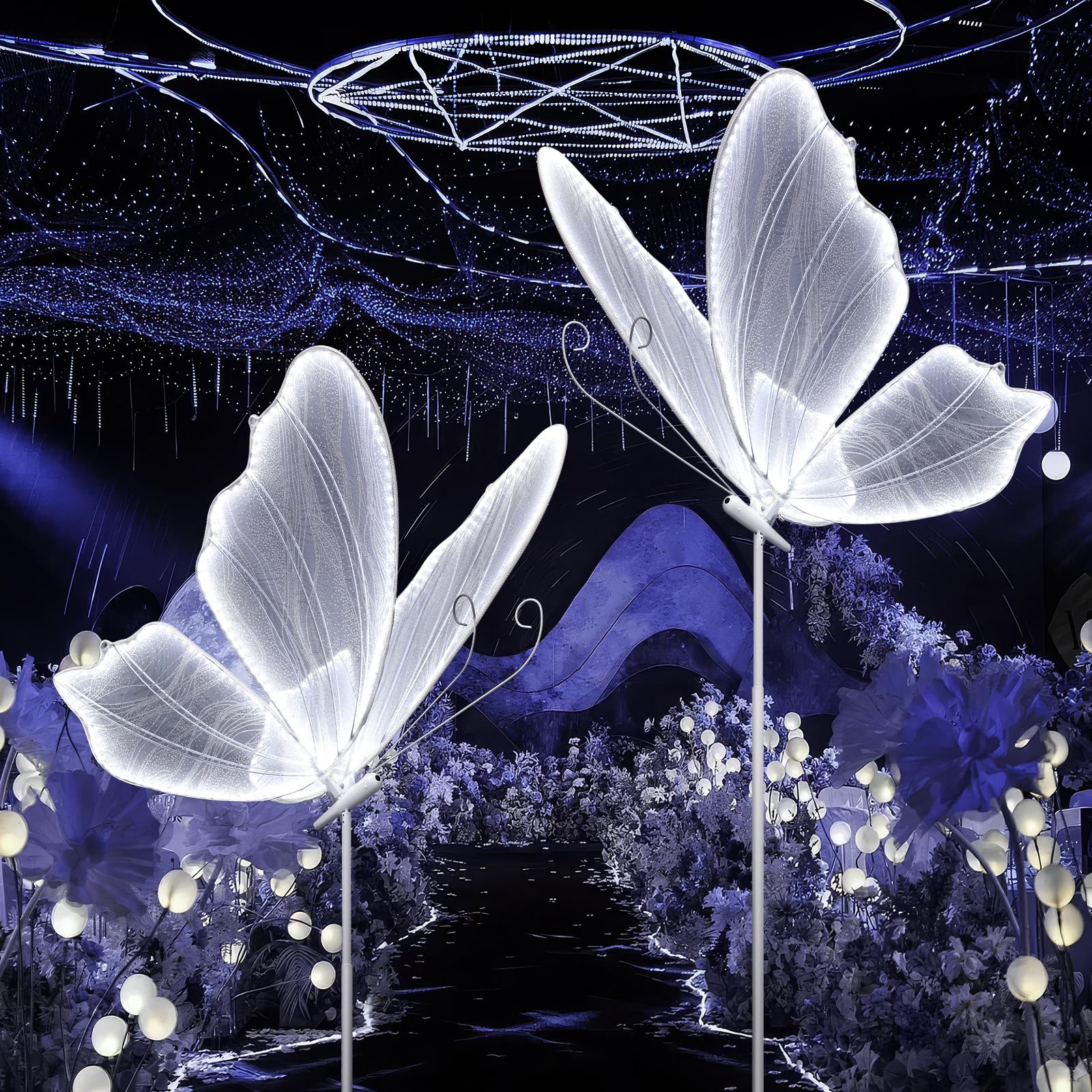 YM sky Wedding Butterfly LED Floor Lamp: Hanging Butterfly White Color ...