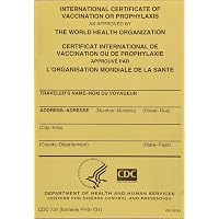 INTERNATIONAL CERTIFICATE OF VACCINATION OR PROPHYLAXIS: W.H.O. Yellow ...