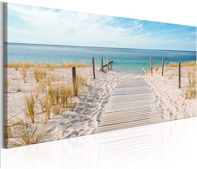decomonkey Bilder Strand Meer 135x45 cm XXL 1 Teilig Leinwandbilder Bild auf Leinwand Vlies ...