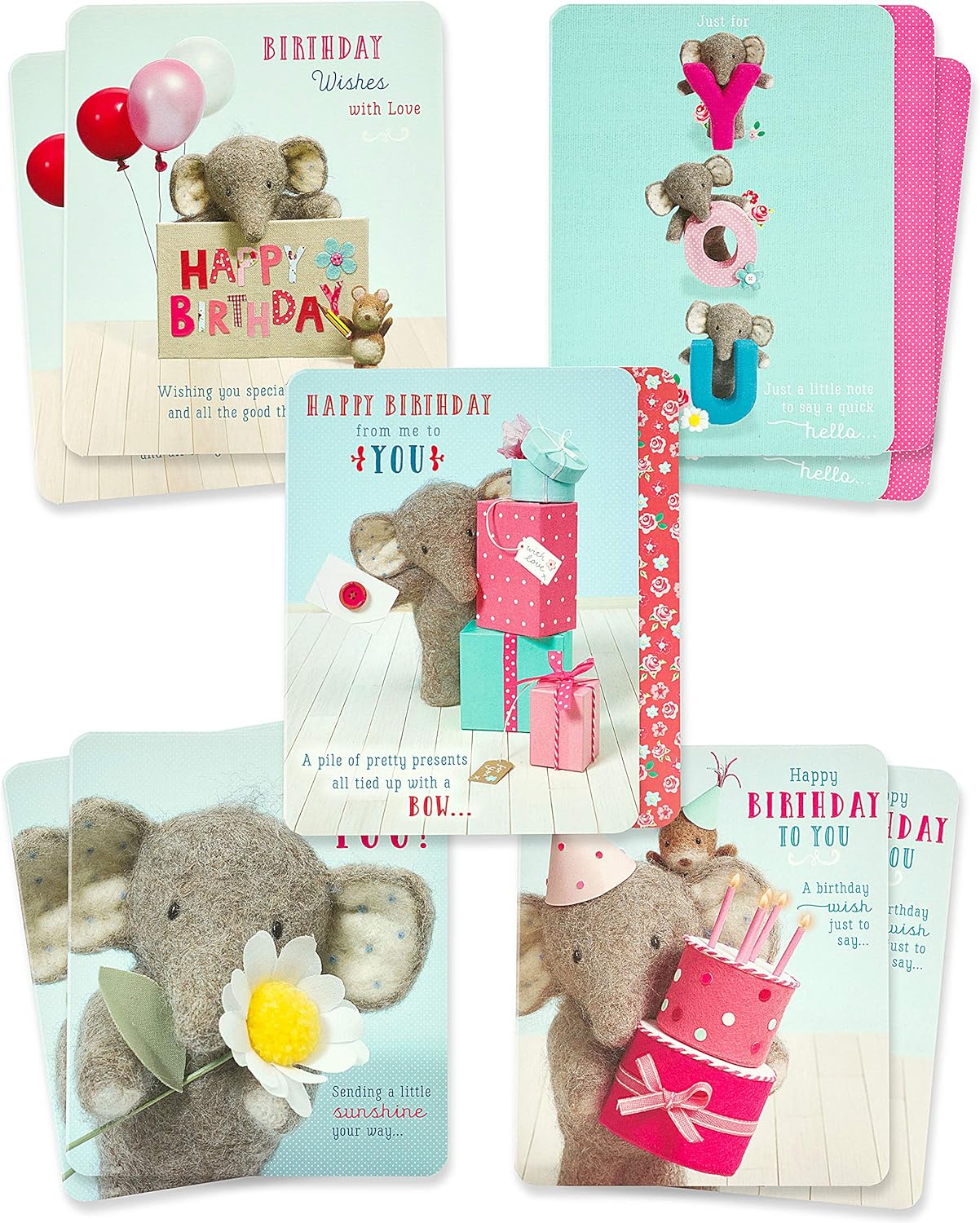 Elliot & Buttons Cute Birthday Card Multipack – 5 Designs, Set of 10 ...