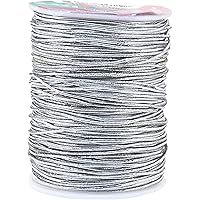 Amazon.com: Mandala Crafts 1mm Silver Metallic Elastic Cord Tinsel ...