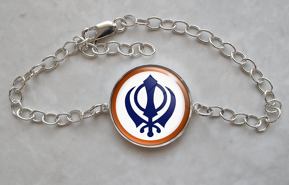 Amazon.com: Sikh Khanda Sterling Silver Charm Bracelet: Handmade