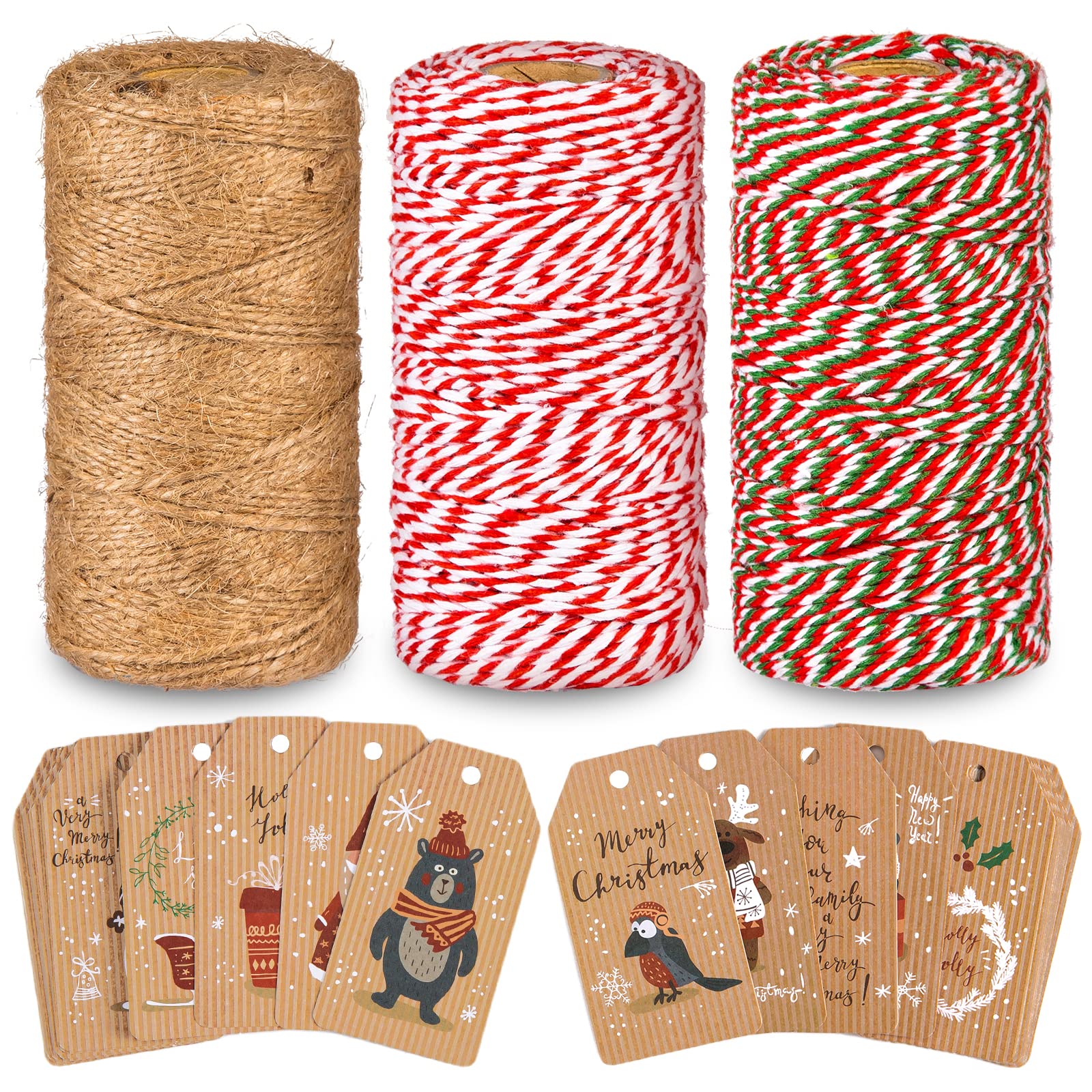 Whaline 984Ft Christmas Twine String Cotton Present Wrapping Twine with ...