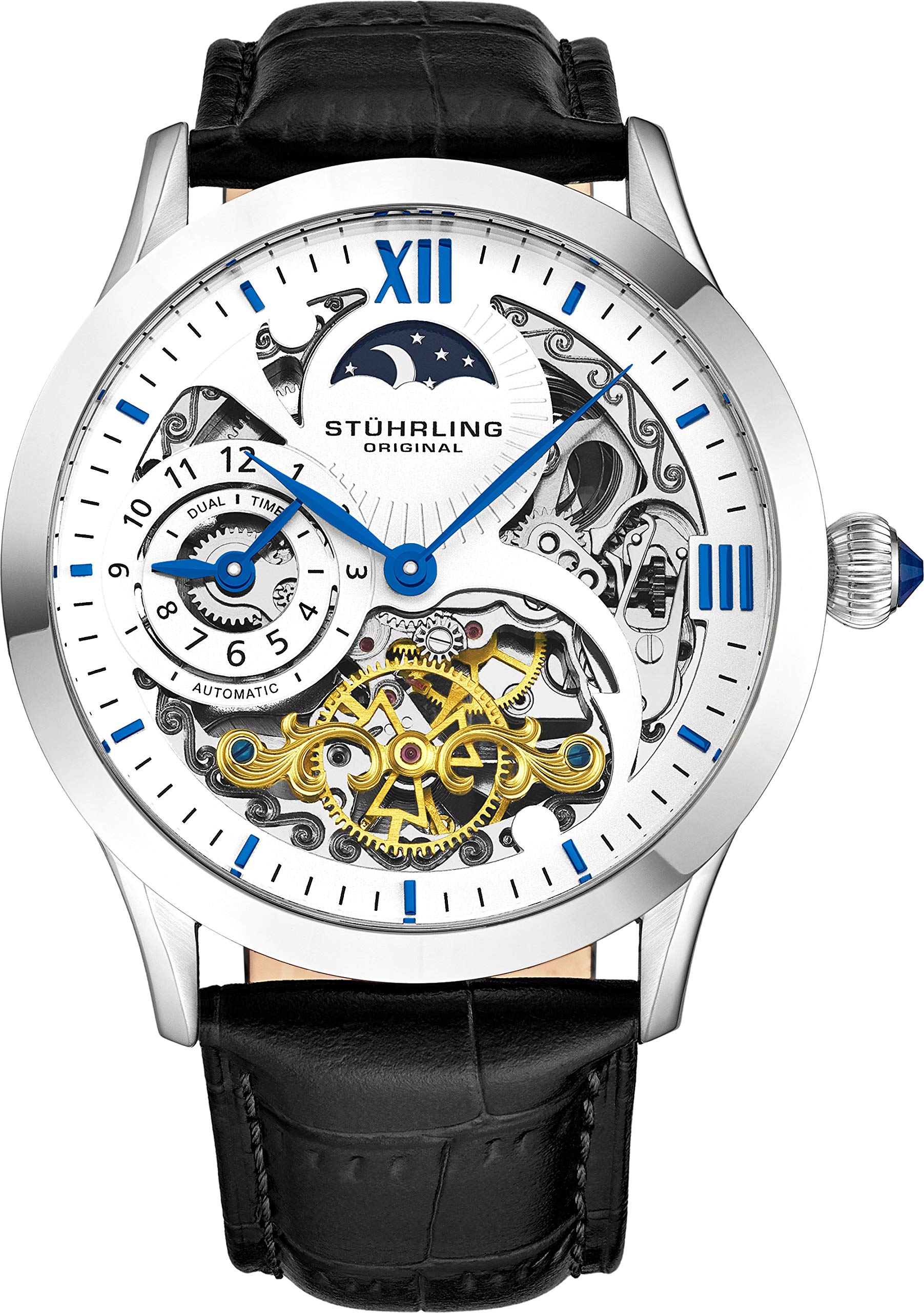 Stührling Original Mens Stainless Steel Automatic Watch, White Skeleton ...