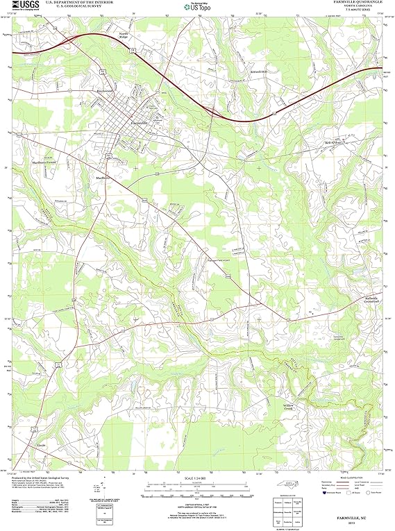 Amazon.com: Topographic Map Poster - FARMVILLE, NC TNM GEOPDF 7.5X7.5 ...