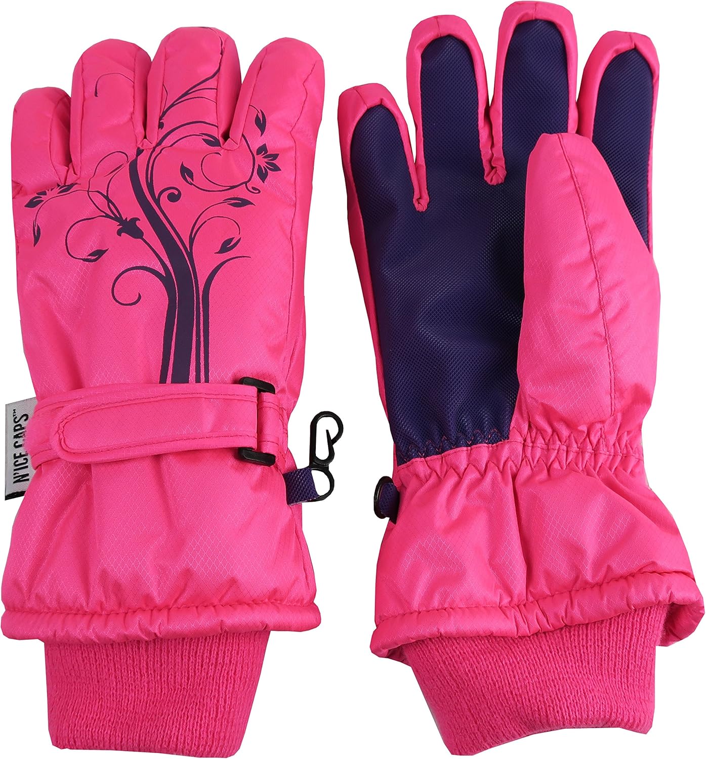 N'Ice Caps Kids Thinsulate Waterproof Bulky Winter Snow Ski Glove With Ridges - pink - 7-8 Years ...