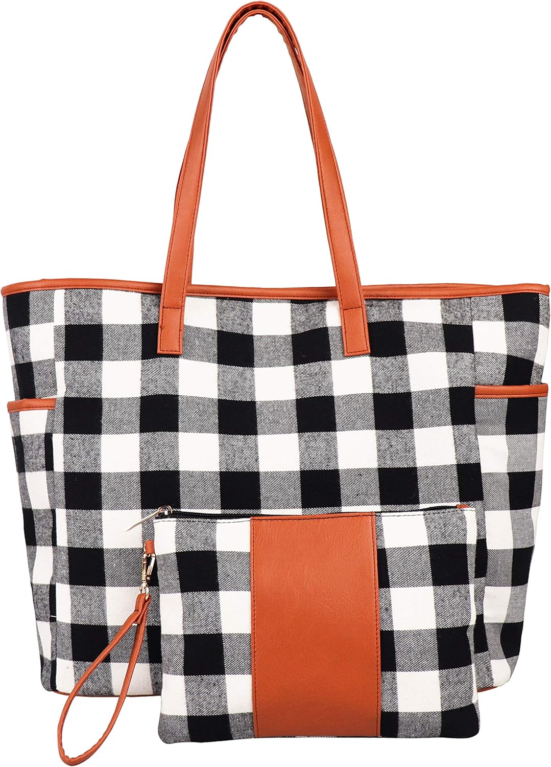 KraftyChix 2Pcs Buffalo Plaid Check Tote and Wristlet Set Personalized ...