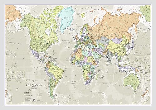 World Map Classic Style - Front Sheet Lamination - Cartographic Detail ...