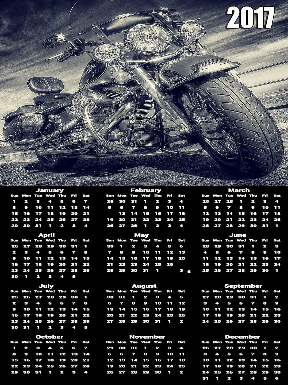 Amazon.com: 2017 Motorcycle Calendar Poster: Posters & Prints