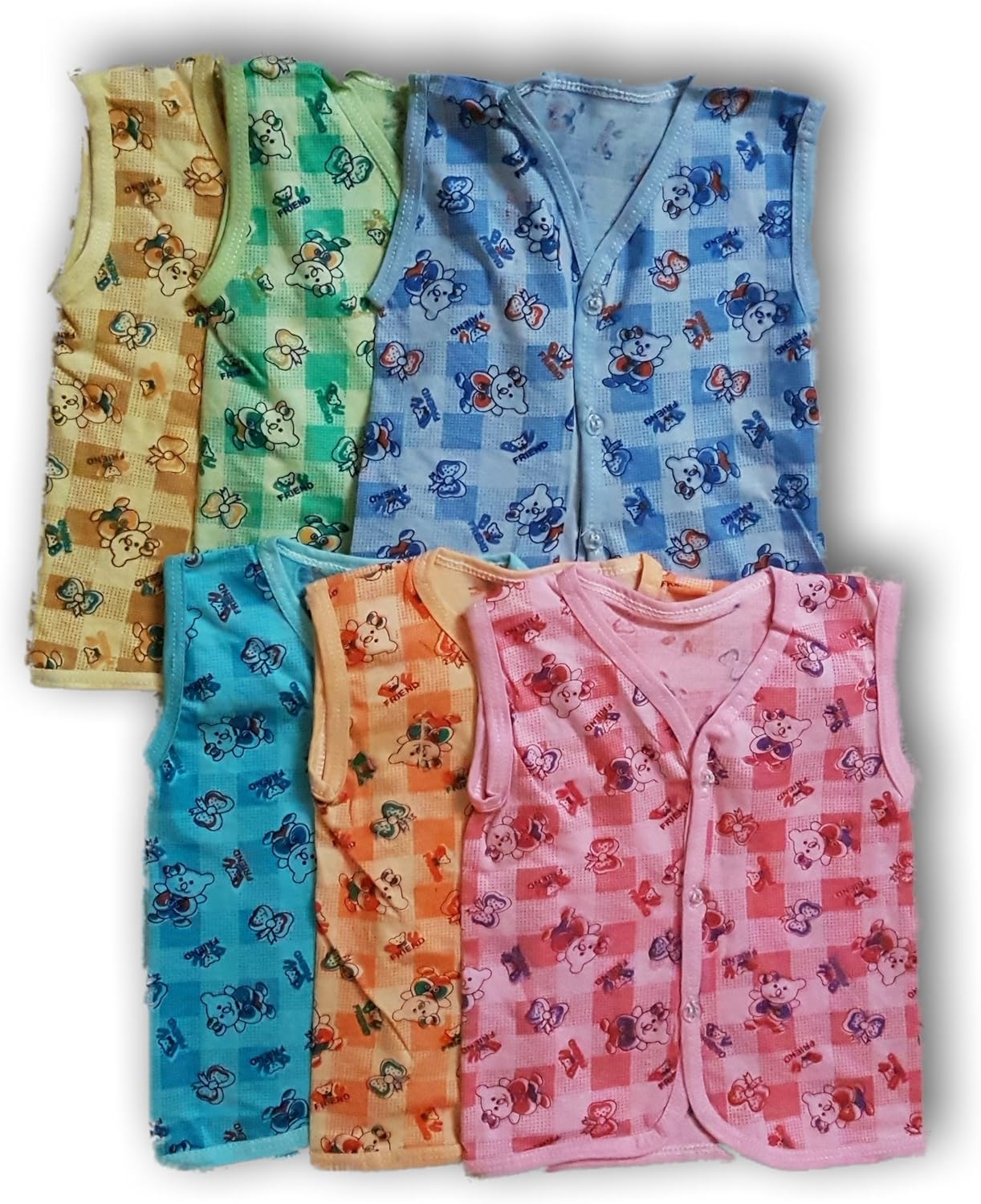 Baby Jabla Combo Set of 6, Multicolour Hosiery Cotton Infant Sleeveless ...